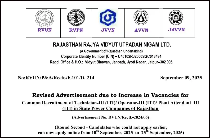 Rajasthan RVUN Technician III Syllabus In Hindi 2026 PDF, टेक्निकल ...